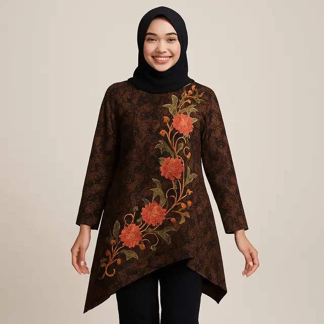 11 Rekomendasi Model Tunik Batik Kombinasi Kain Polos, Cocok untuk ...
