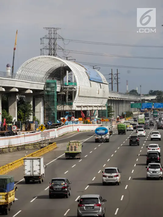 FOTO: Pembangunan LRT Cawang-Cibubur Capai 78 Persen - Foto Liputan6.com