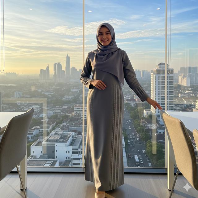 7 Model Dress Panjang Kerja Formal Kombinasi Batik Muslim, Tampil Sopan ...