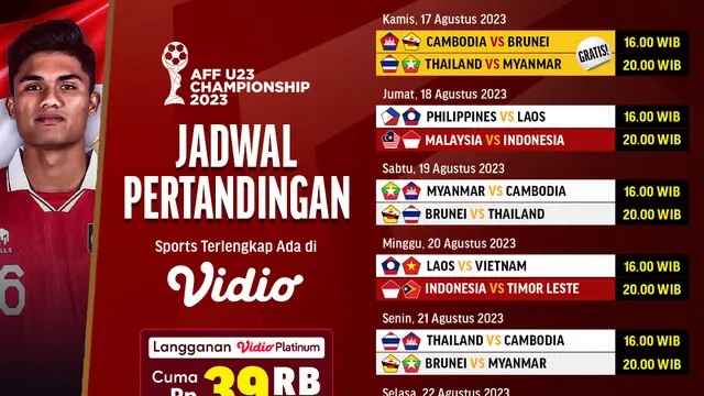 Jadwal Live Streaming AFF U-23 Championship 2023 di Vidio - Indonesia Bola.com