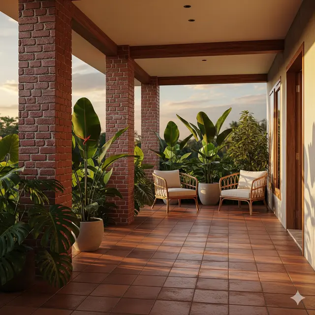 9 Model Teras Rumah Bata Merah yang Bikin Klasik Terbaru 2025, Simple ...