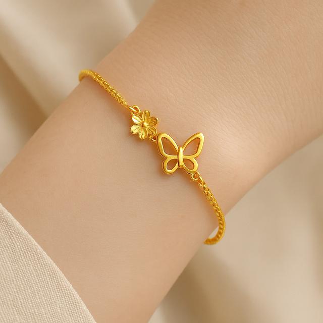 10 Model Gelang Emas Elegan 2 Gram Motif Bunga dan Kupu-kupu Tren di ...