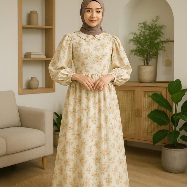 7 Model Gamis Motif Bunga yang Memikat Hati, Tampilan Gaya Feminin Tapi ...