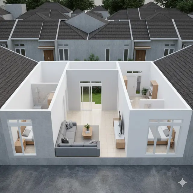 10 Denah Rumah Tipe 45 dengan Ruang Keluarga Luas, Nyaman dan ...
