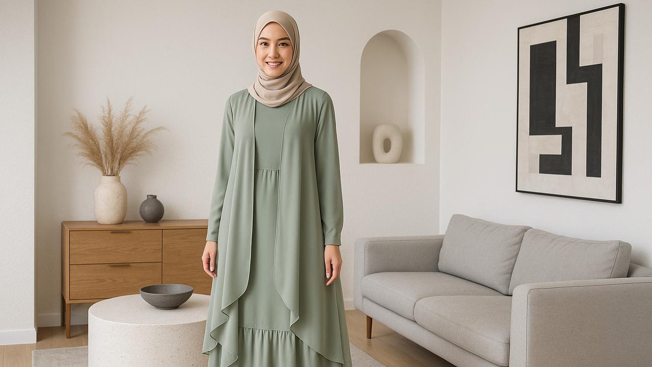 7 Model Gamis dengan Rompi Sifon, Anggun dan Ringan Dipakai Seharian