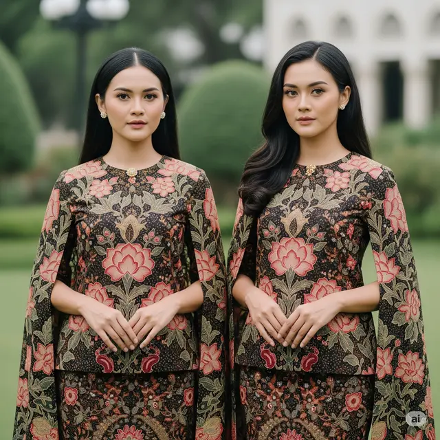 9 Model Dress Batik Brokat Layer Cape Elegan, Anggun di Setiap Acara ...