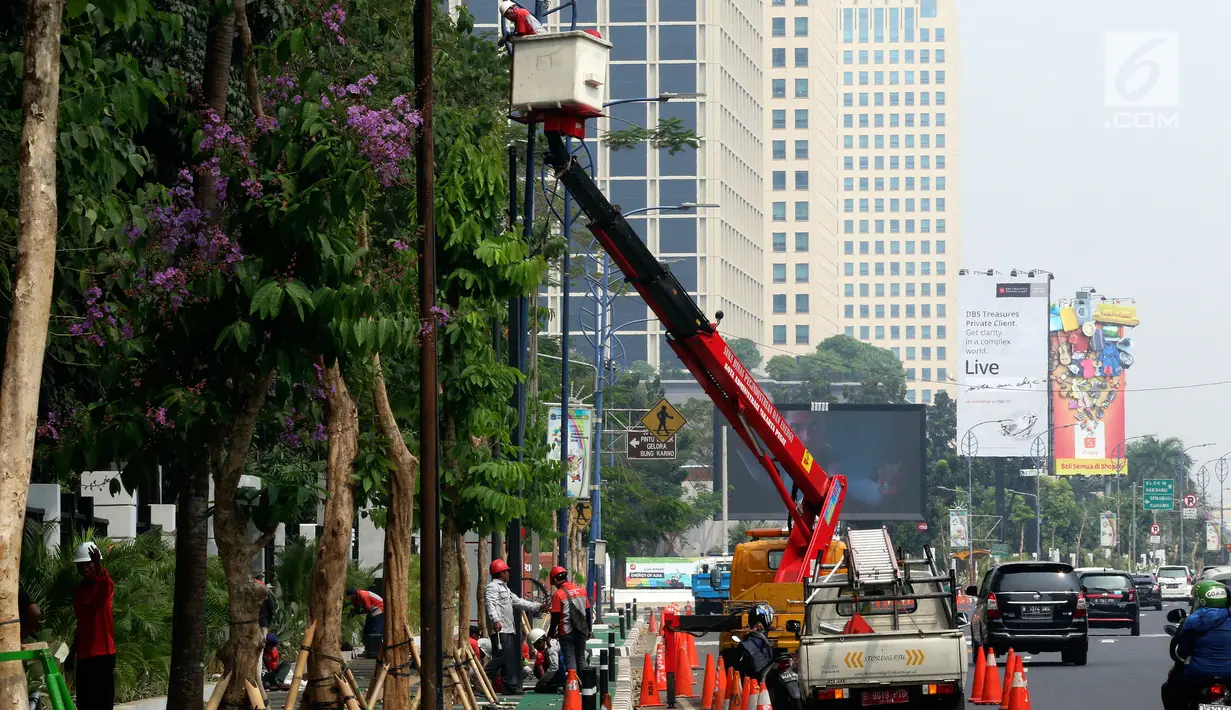FOTO: Halangi Jalur Sepeda, Tiang Lampu di Kawasan GBK Dicabut - Foto ...