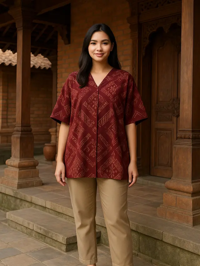 7 Model Batik Merah Maroon Wanita Terbaru yang Menarik dan Stylish ...