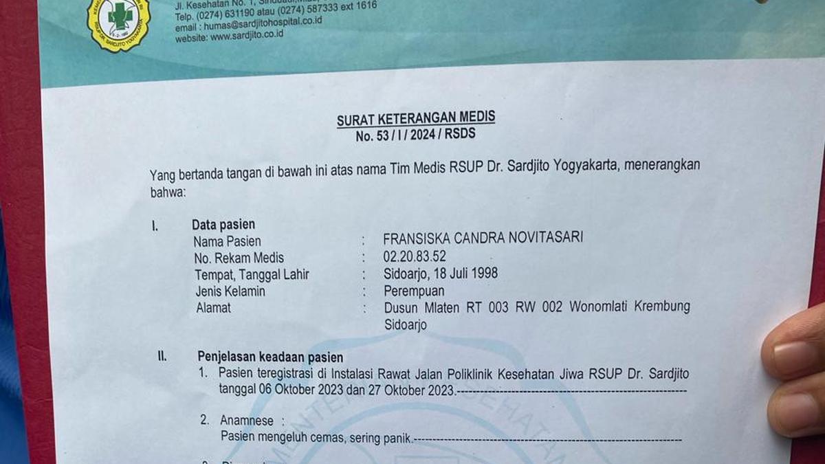 Polisi Koordinasi dengan RS Sardjito Yogyakarta soal Surat Gangguan ...