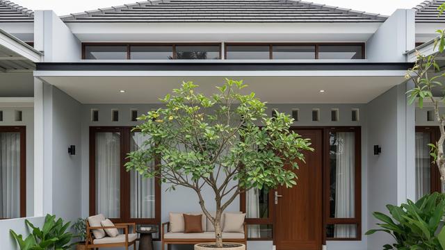 9 Model Rumah Teras Mini dan Pohon Pot Besar, Hunian Asri di Lahan Terbatas