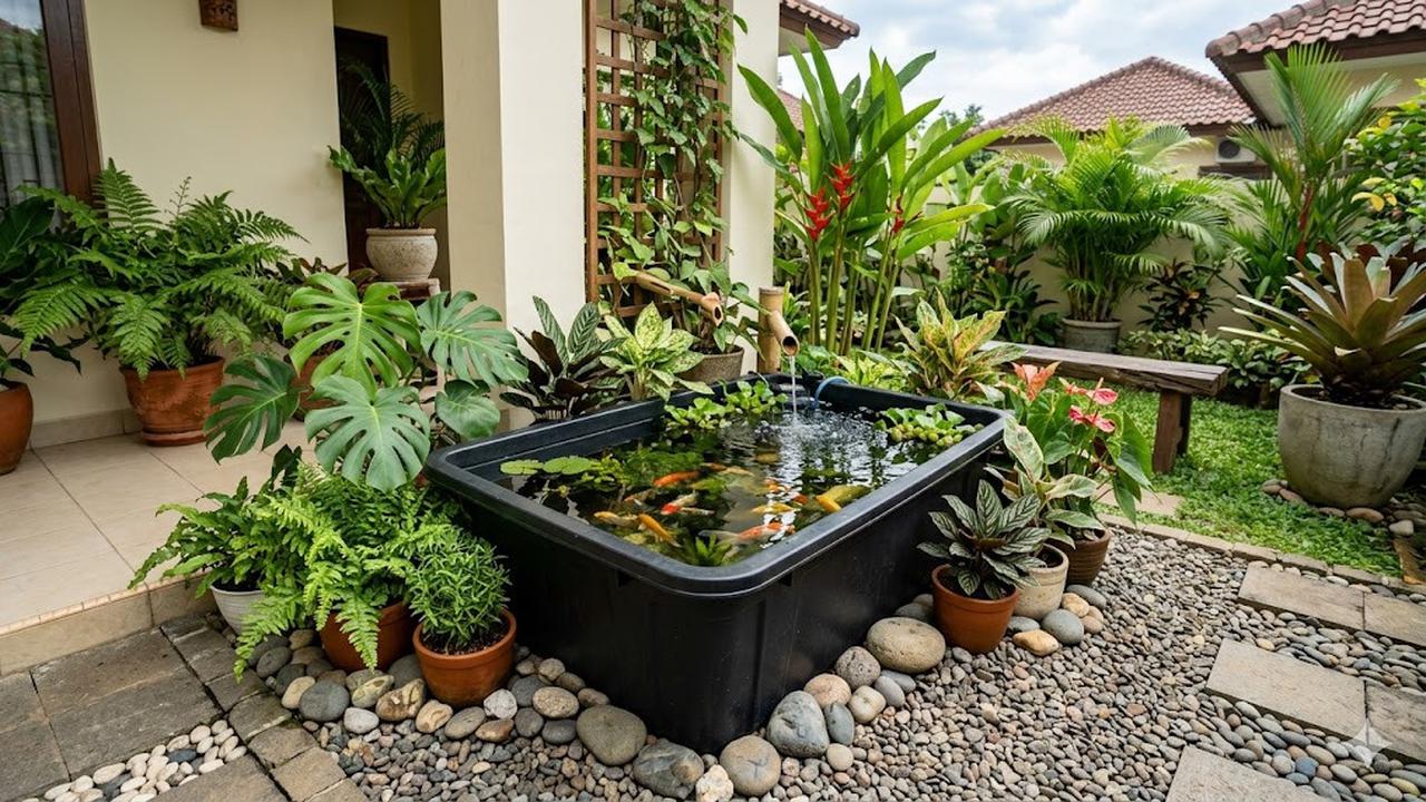 Cara Membuat Kolam Ikan Mini di Sudut Halaman Tanpa Menggali Tanah, Ini ...