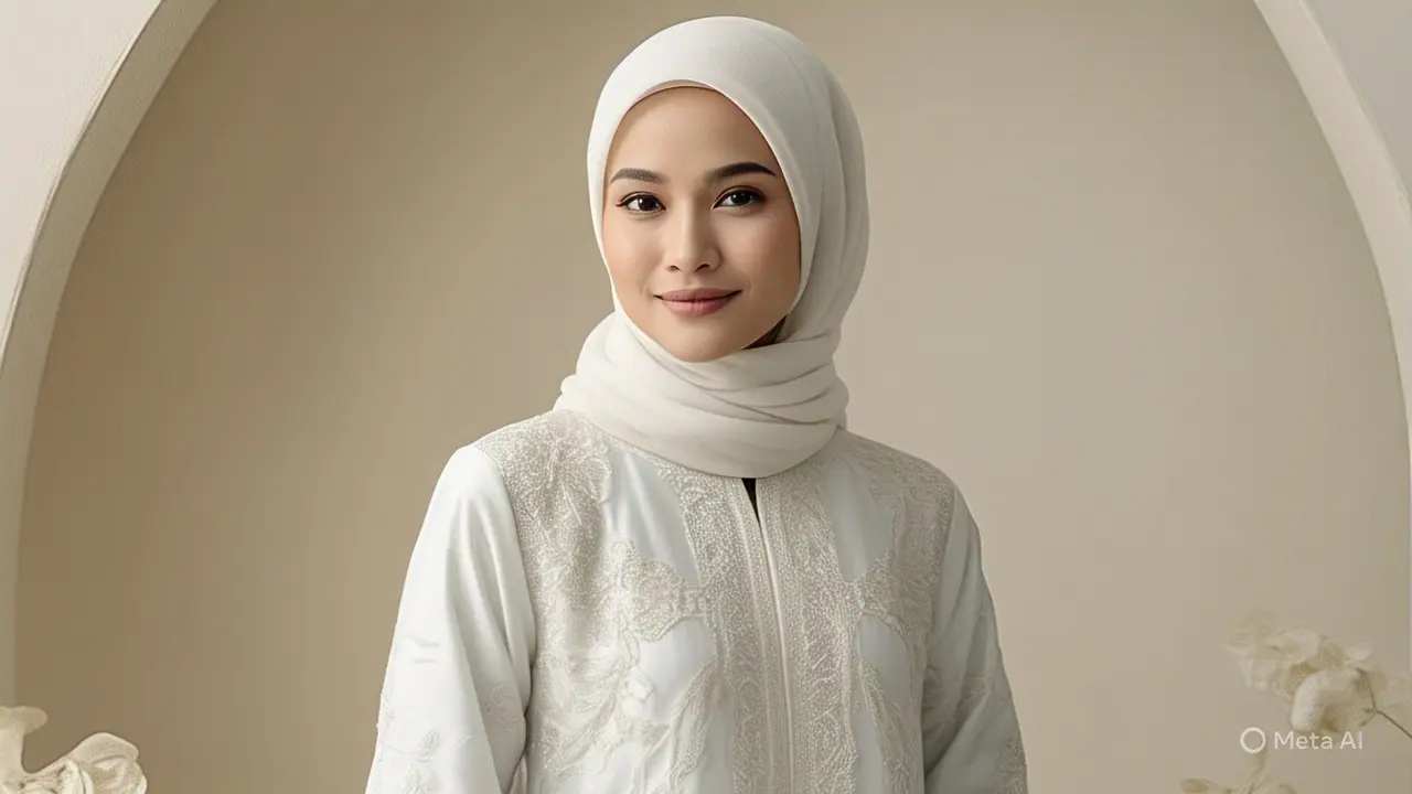 6 Pilihan Gamis Brokat Putih untuk Wanita Usia 40-an, Cocok Dipakai ...