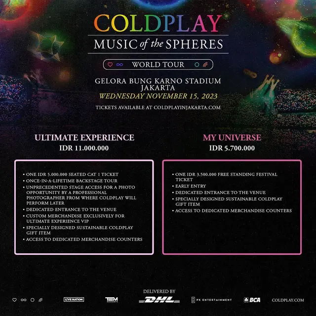 Harga Tiket Konser Coldplay di Jakarta Dibanderol Mulai dari Rp 800 ...