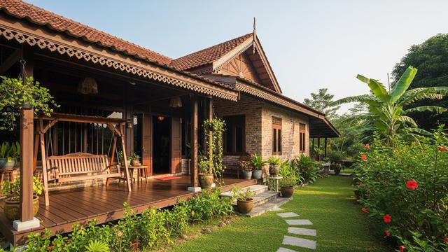 7 Desain Rumah Kampung Kombinasi Kayu dan Bata Ekspos Bernuansa Rustic ...
