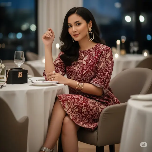 7 Inspirasi Outfit Dress Batik Batwing Modern, Elegan untuk Semi Formal ...