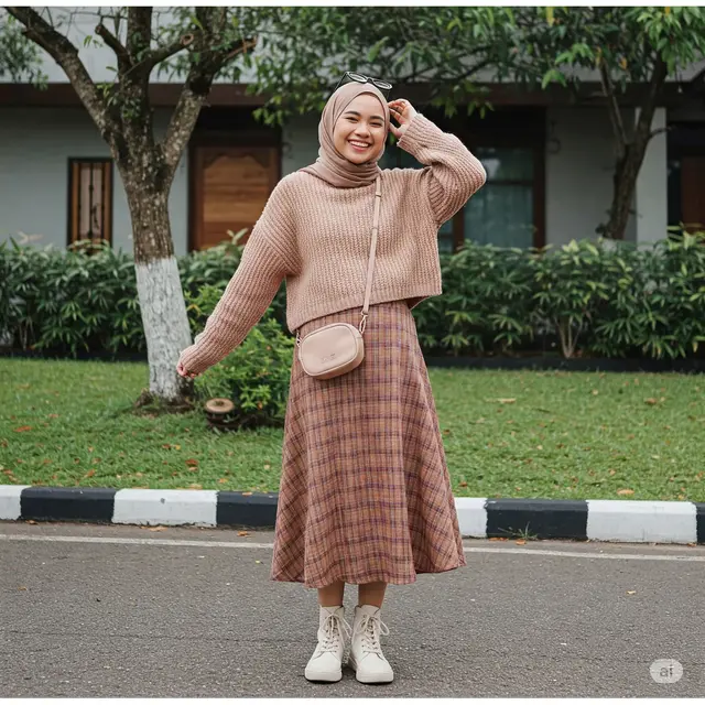 7 Outfit Korean Style Hijab Rok Terbaru 2025, Tampil Feminin dan Modis ...