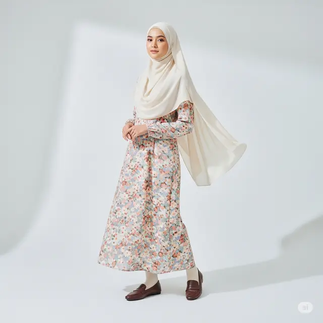 8 Model Gamis Midi Dress Motif Terbaru 2025 untuk Acara Semi Formal ...