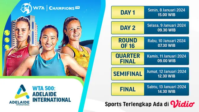 Saksikan WTA 500 Adelaide International 2024 di Vidio - Bola Liputan6.com
