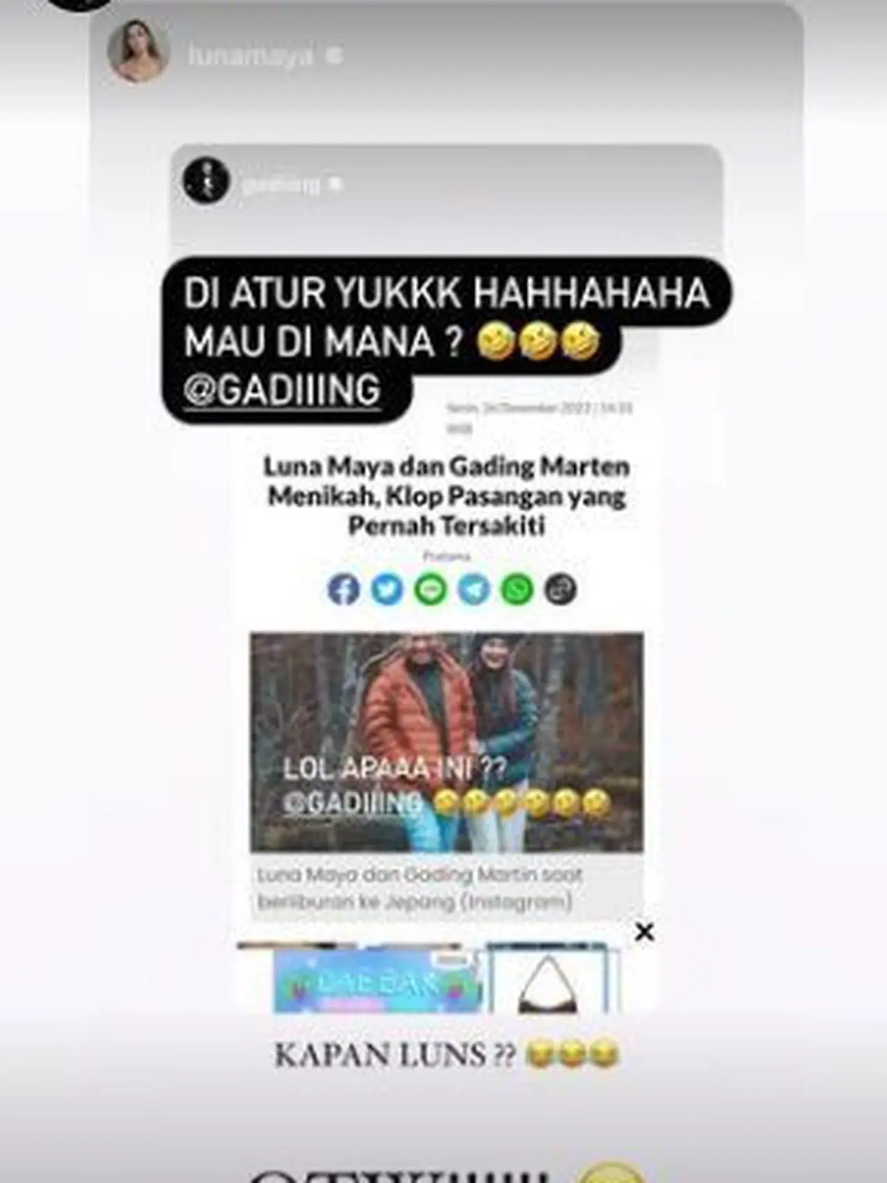 Kata Luna Maya Soal Isu Dirinya Telah Menikah dengan Gading Marten ...