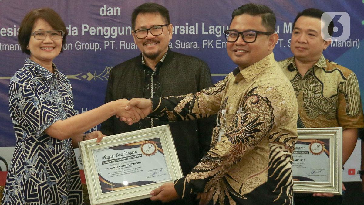 Taat Bayar Royalti, PT Surya Citra Media (SCM) Diganjar Penghargaan dari LMKN - Foto Liputan6.com