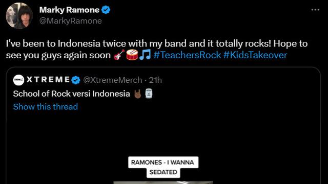 Marky Ramone Terpukau dengan Video Viral Padus SMP Nyanyikan Lagu Ramones, Berharap Bisa ke ...