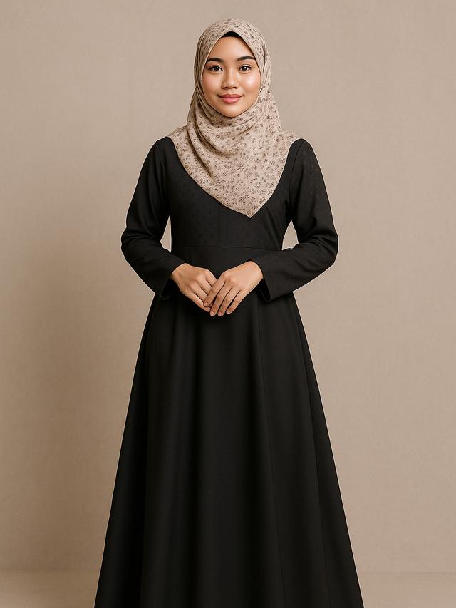 10 Model Gamis Hitam Terbaru 2025 dan Hijab Padanannya, Tampil Elegan ...