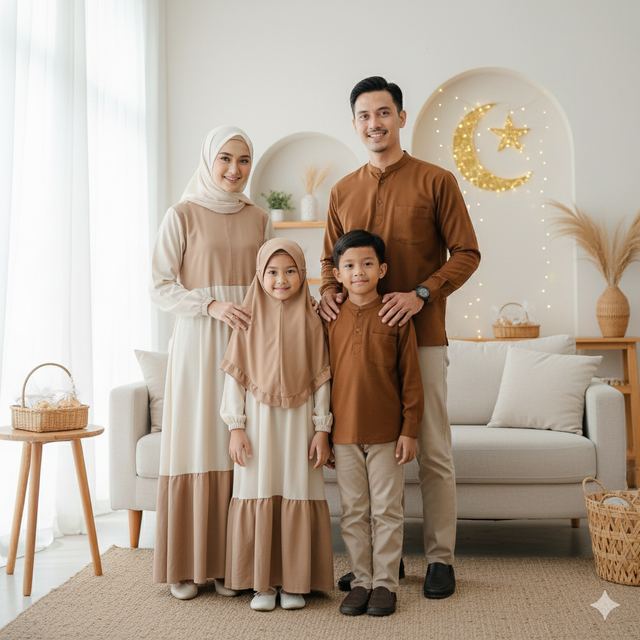 7 Outfit Couple Keluarga Lebaran 2026 Set Seragam, Tampilan Kompak dan ...