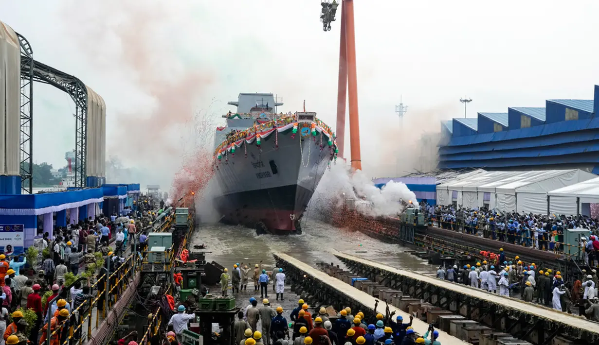 India Luncurkan Fregat Siluman Canggih INS Vindhyagiri - Foto Liputan6.com