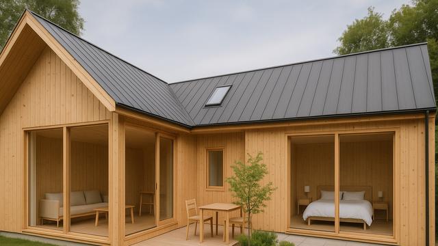 7 Rumah Kayu Modern Minimalis Leter L dengan Atap Asimetris, Bikin ...