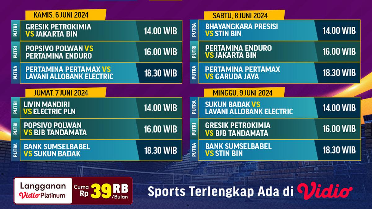 Jadwal Live Streaming PLN Mobile Proliga 2024 Pekan Kelima di Vidio Pekan Ini, 6 - 9 Juni 2024 ...