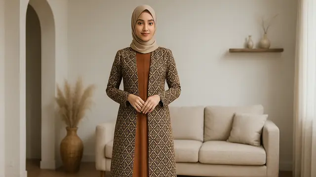7 Model Gamis Batik Blazer Panjang yang Anggun dan Modern untuk ...