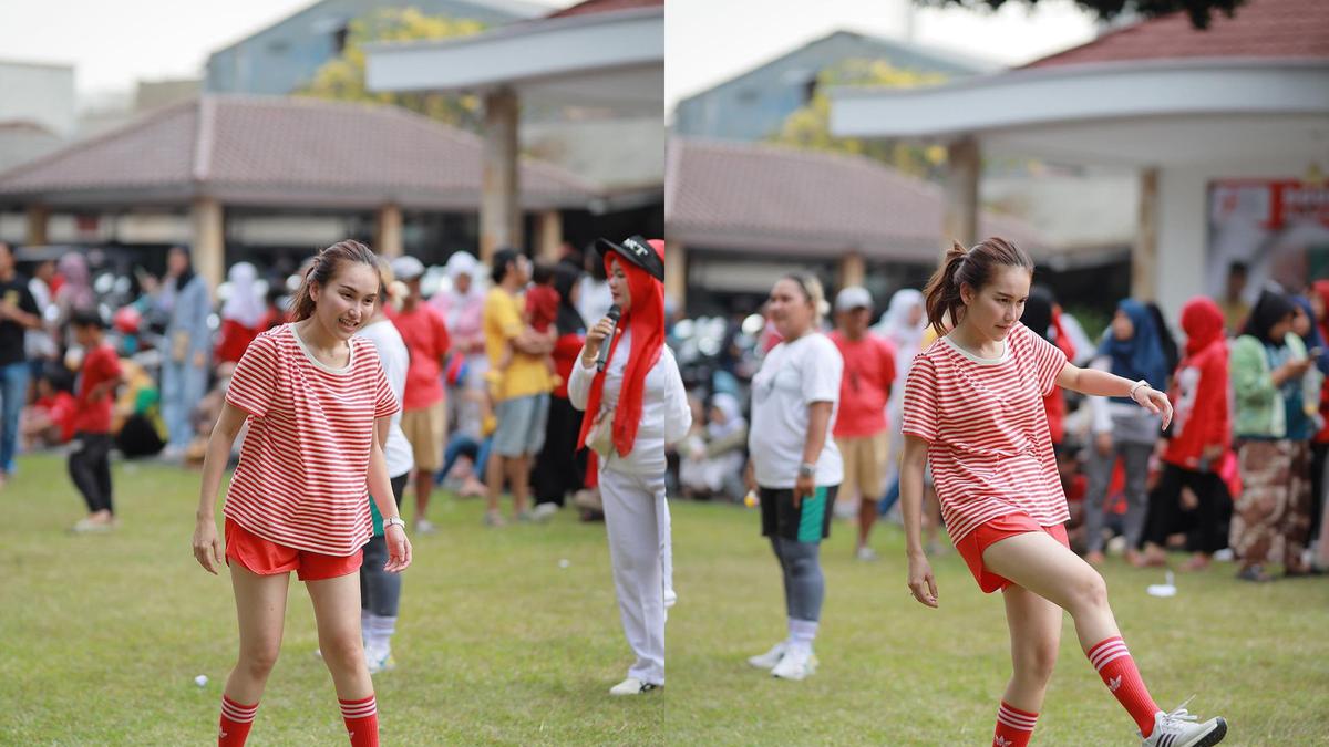 Potret Ayu Ting Ting Main Bola di Kampung, Disebut Merakyat - Foto Liputan6.com