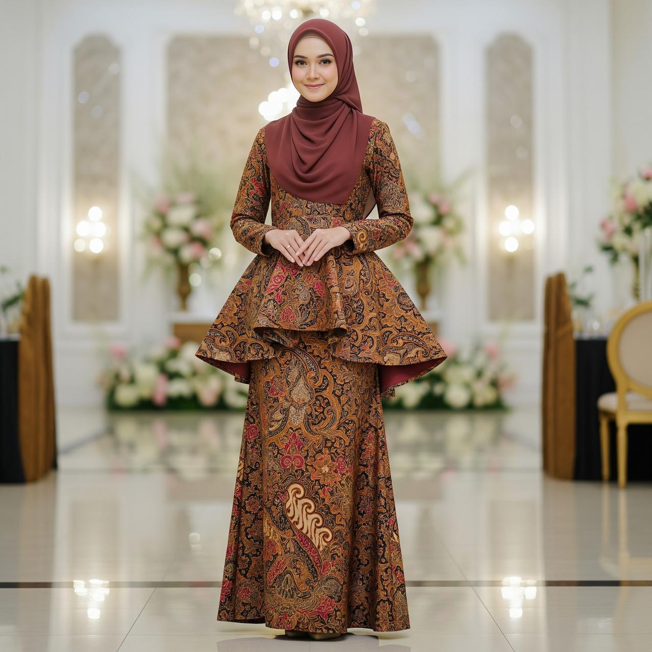 10 Model Baju Batik Pesta Syar’i untuk Wanita Berhijab, Ide Gaya ...