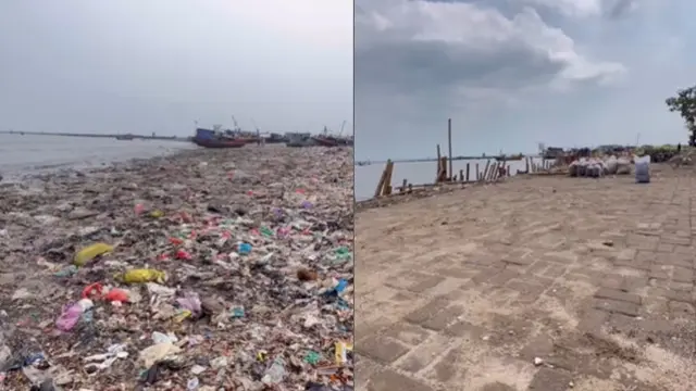 5 Potret Pantai Teluk Labuan Pandeglang Sebelum dan Sesudah Dibersihkan ...
