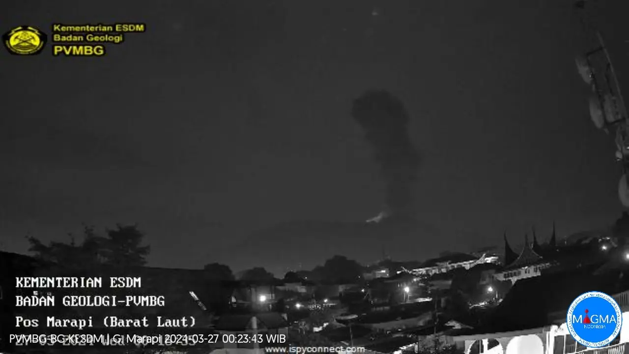 Gunung Marapi Erupsi, Semburkan Abu Vulkanik Setinggi 1.500 Meter - Regional Liputan6.com