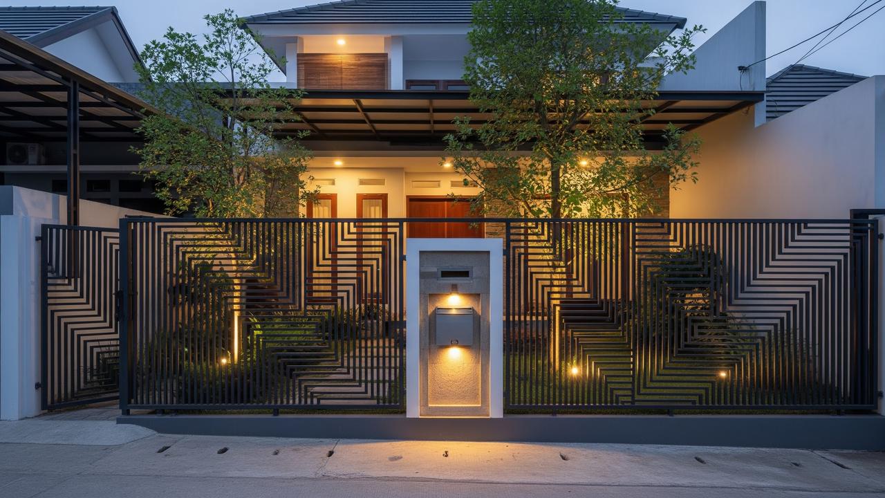 9 Ide Pagar Rumah Kombinasi Besi Minimalis dan Lampu Taman Estetik ...
