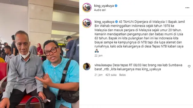 Uya Kuya Biayai Kepulangan Jamil Arshad yang Tercatat Menjadi Napi Terlama di Malaysia ke ...