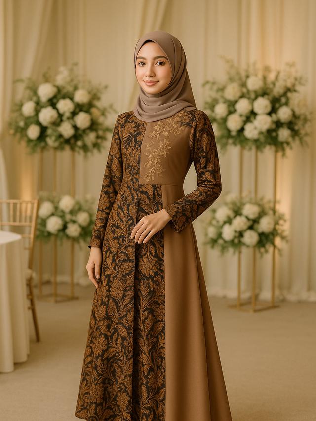 8 Model Gamis Batik Kombinasi Kain Polos untuk Remaja Terbaru 2025