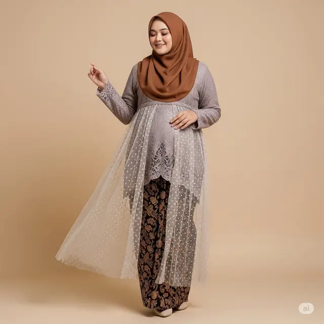 10 Rekomendasi Model Gamis Brokat untuk Perut Buncit, Tetap Tampil ...