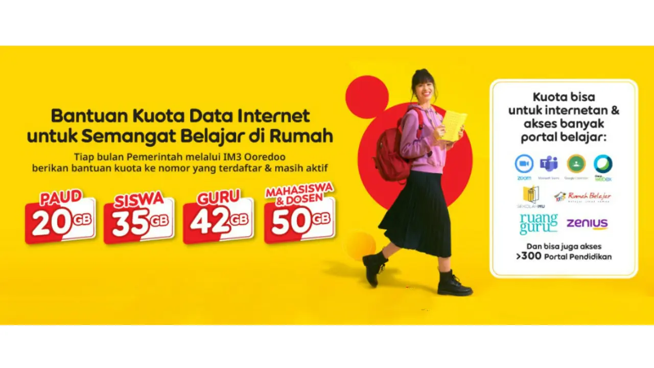 Ini Cara Dapatkan Kuota Internet Gratis IM3 Ooredoo dari Pemerintah ...