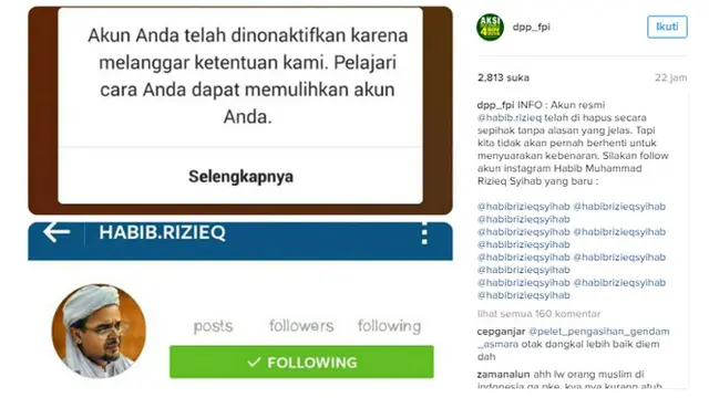 Instagram Nonaktifkan Akun Habib Rizieq - Tekno Liputan6.com