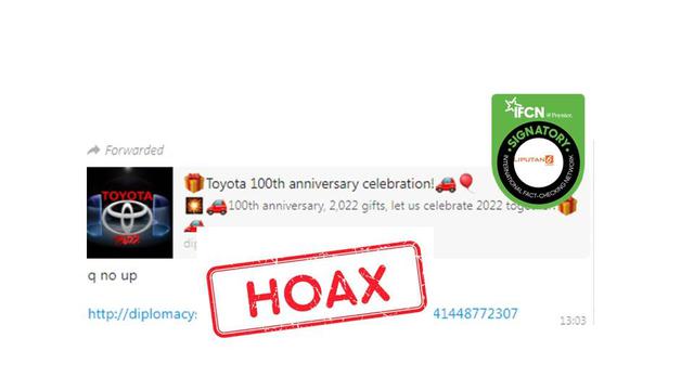 Cek Fakta: Hoaks Pesan Berantai Bagikan Mobil Corolla dari Toyota - Cek ...