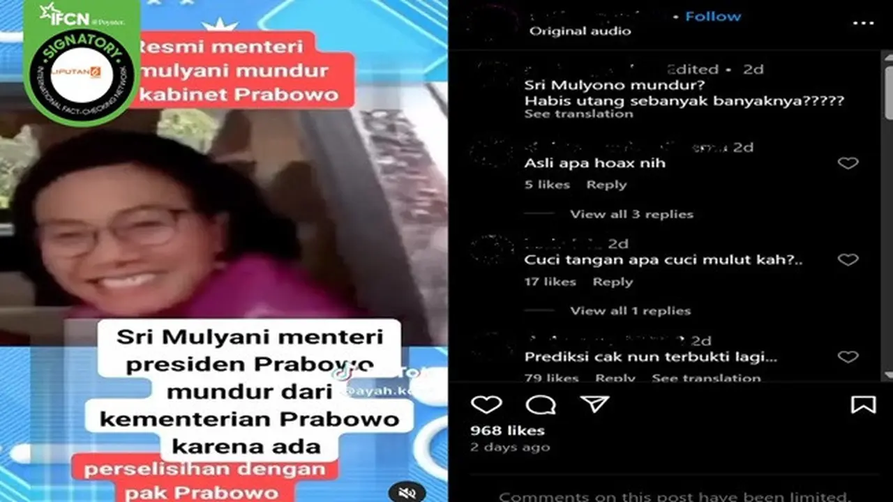 Cek Fakta: Tidak Benar Video yang Diklaim Sri Mulyani Resmi Mundur dari ...
