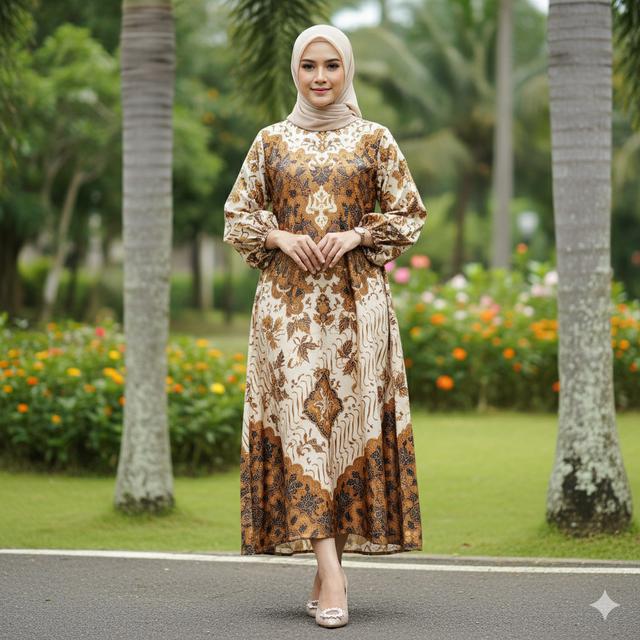 8 Model Baju Batik Satin Syari dengan Potongan Longgar Nyaman Dipakai