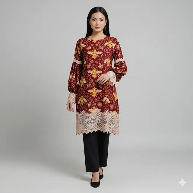 9 Model Tunik Batik Lengan Bishop Simple Tapi Mewah yang Elegan di 2025 ...