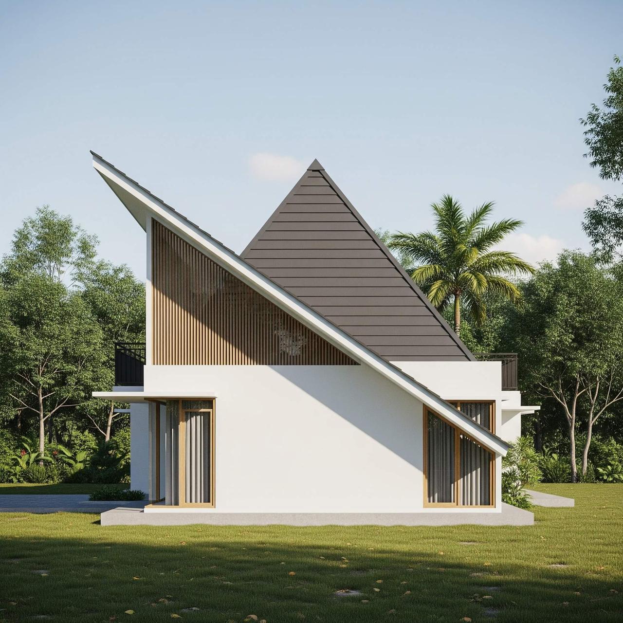 15 Inspirasi Desain Rumah Sempit Atap Miring ke Belakang Tren 2025 ...