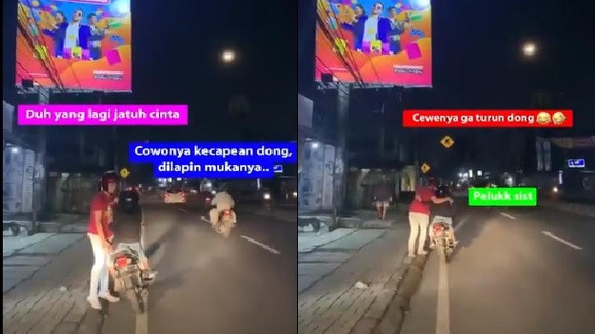 Viral Video Pasangan Bucin Dorong Motor yang Mogok, Bikin Kaum Jomblo ...