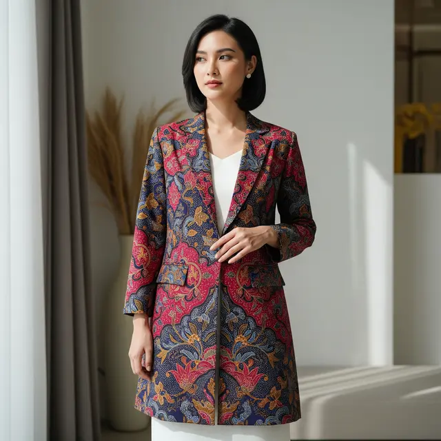 9 Model Blazer Batik Kekinian, Stylish Dari Crop hingga Long Outer ...