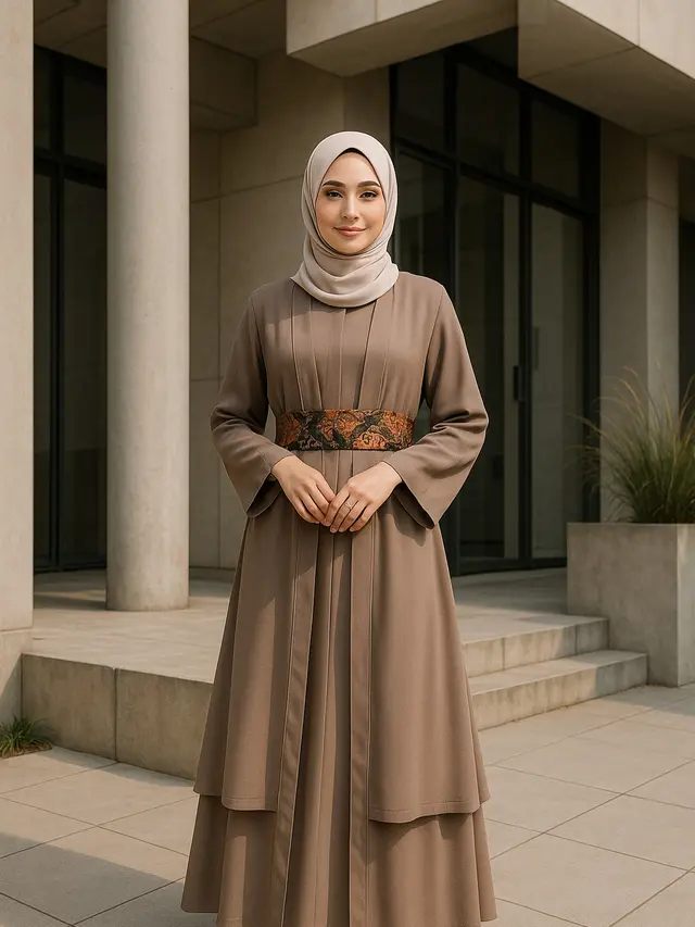 8 Model Gamis dengan Obi Belt Batik, Bikin Pilihan Outfit Makin ...