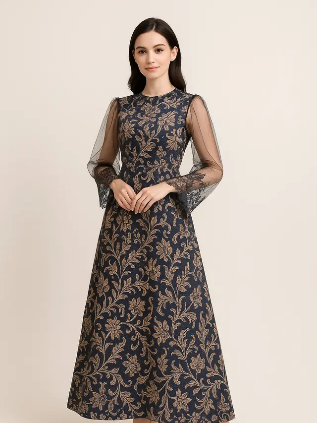 7 Model Gamis Batik Kombinasi Tulle Transparan, Modern dan Feminin ...